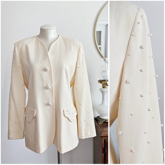Nolan Miller | Jackets & Coats | Exquisite 98s Nolan Miller Cream Wool ...